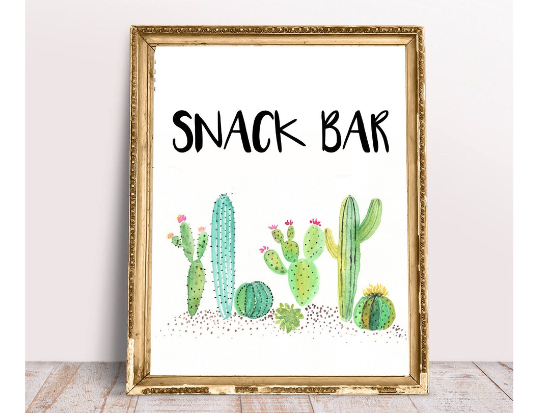 Printable Snack Bar, Snack Bar Sign, Fiesta Bridal Shower, Cactus Snack ...