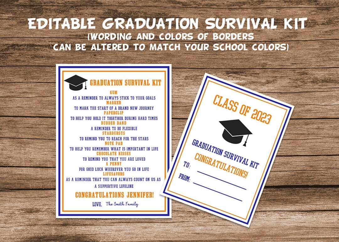 Editable Graduation Survival Kit Gift Tags, Graduation Party Favors ...
