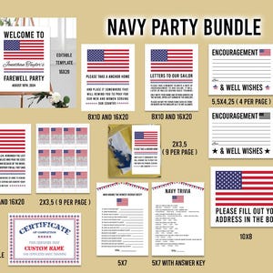 Navy Party Bundle, Party Signs & Decorations, Printable Package Set ...