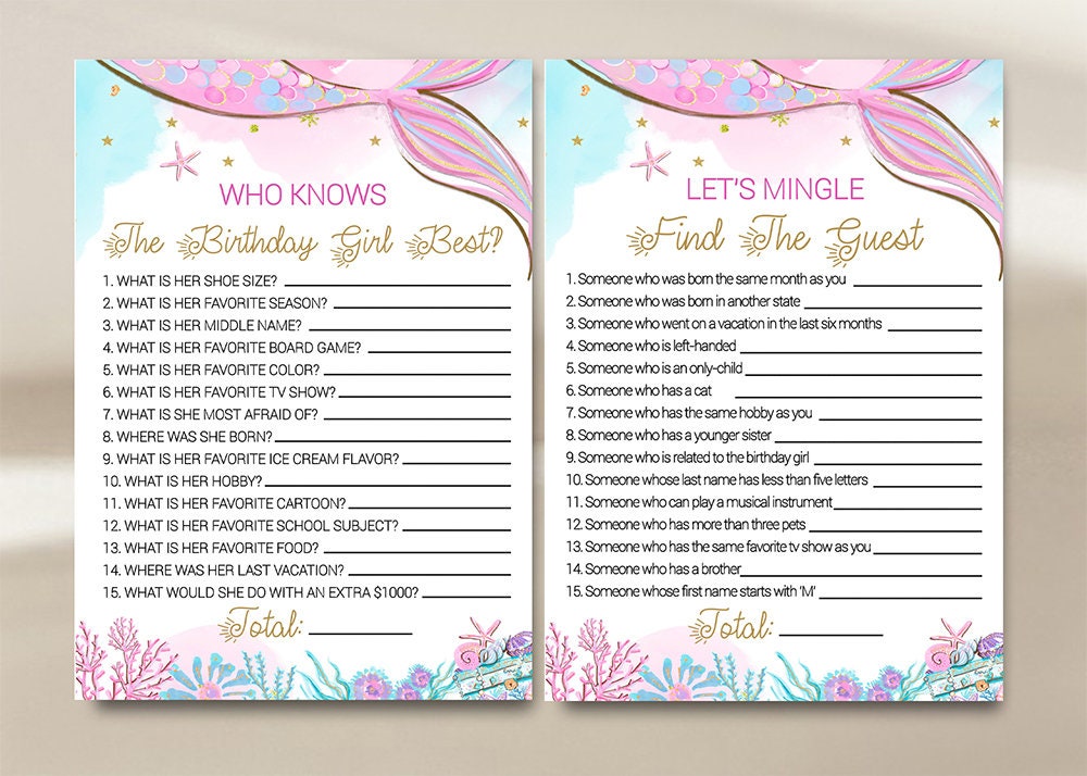 Rose Gold Birthday Party Games Bundle, Who Knows the Birthday Girl Best ...