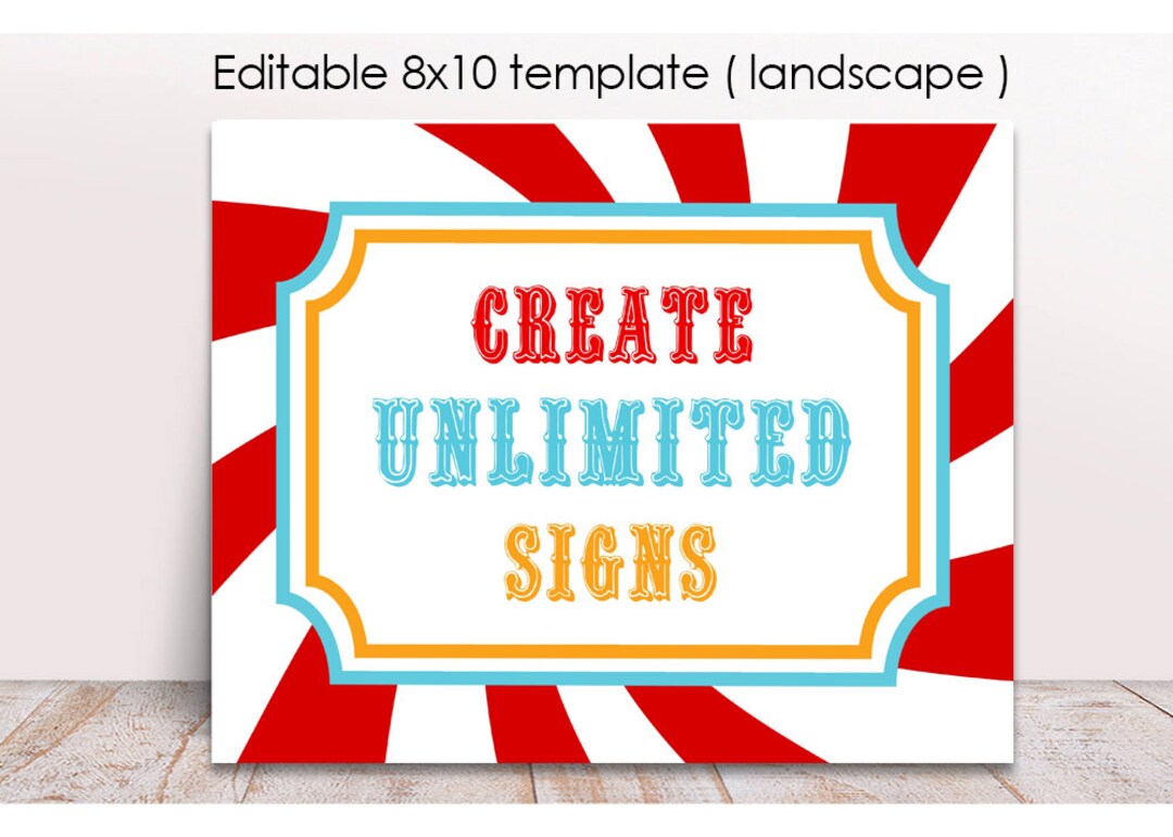 Editable Carnival Party Sign, Printable, Circus Template Decor, Circus ...