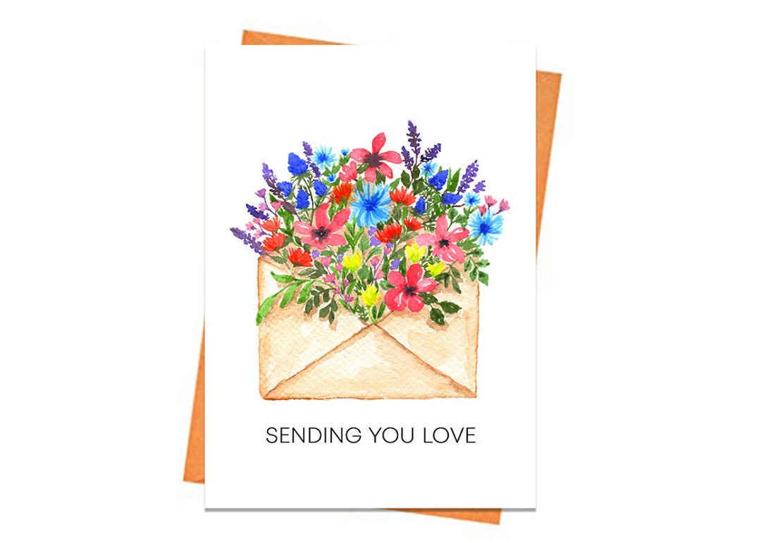 Printable Sending You Love Card, Digital Just Because Card, Floral Get ...
