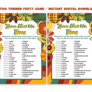 Guess That 60's Slang Game, Retro Birthday Activity, 60s Slang Trivia ...