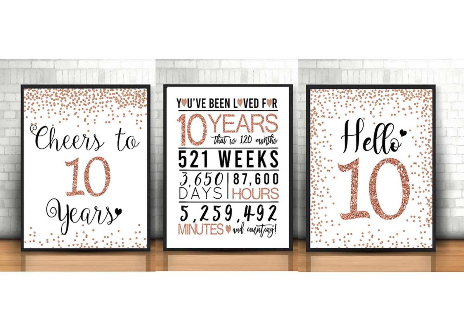 10th Birthday Signs Bundle Cheers to 10 Years Hello 10 - Etsy