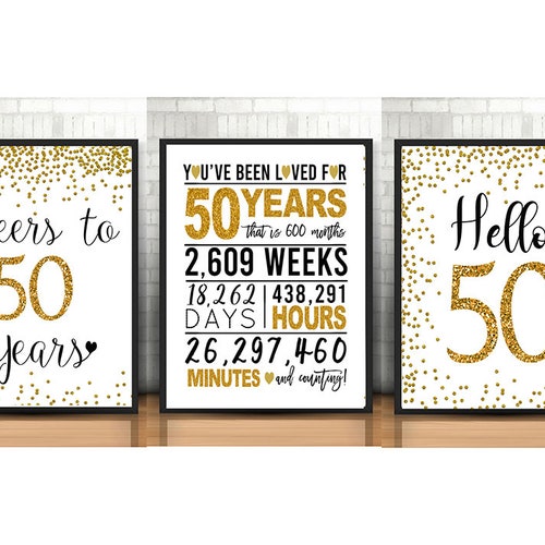 50th Birthday Sign Pack 50th Birthday PRINTABLE Signs Cheers - Etsy