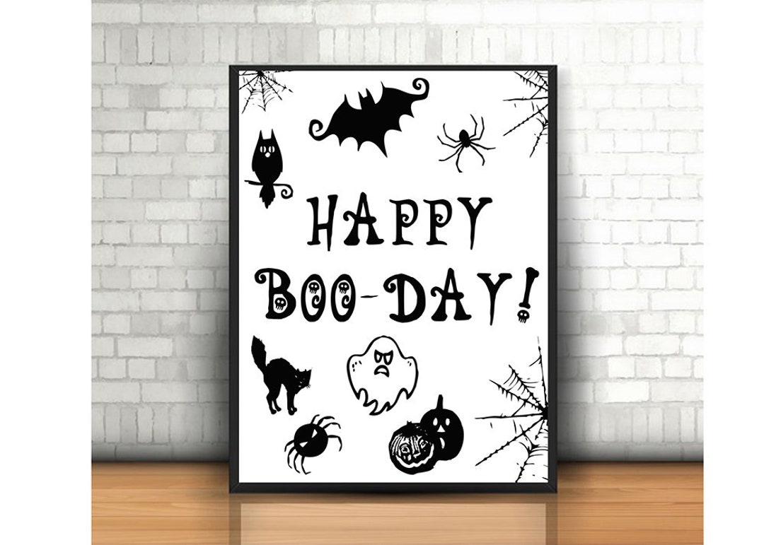 Halloween Birthday Party Sign, Halloween Birthday Party Decorations ...