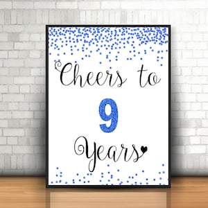 9th Birthday Signs Bundle, Cheers to 9 Years, Hello 9, Happy 9th ...