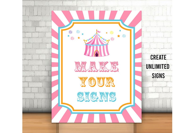 Editable Pink Carnival Party Sign Printable Circus Tent - Etsy