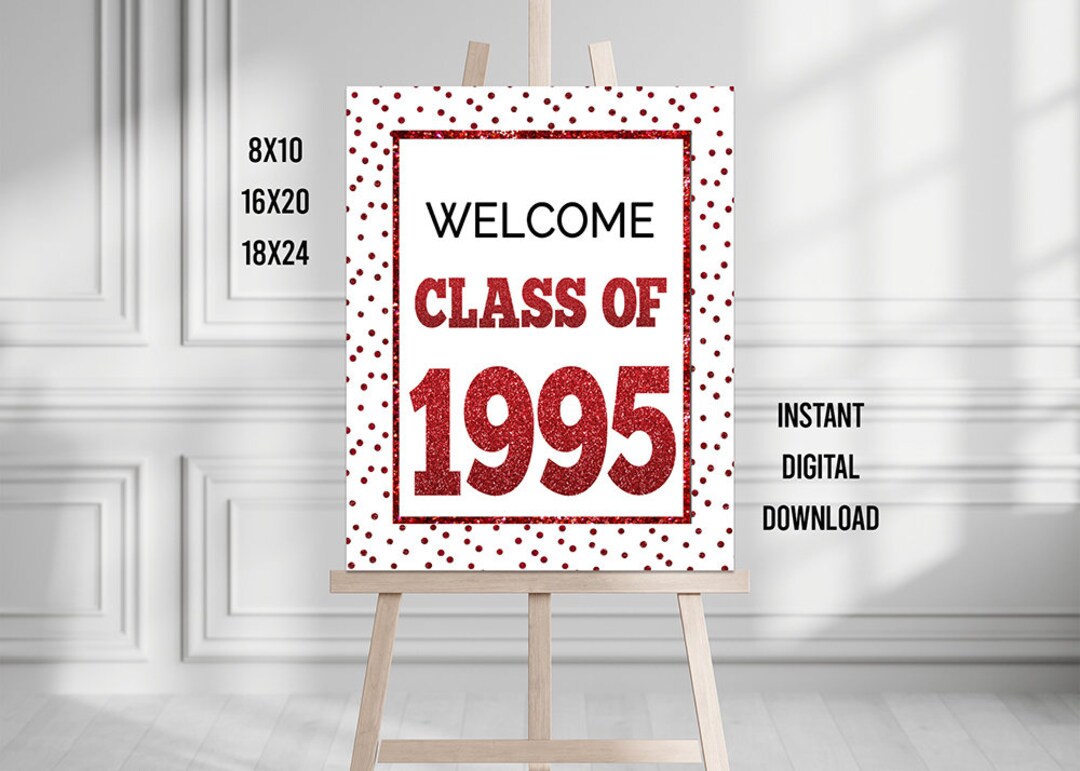 Red Class of 1995 PRINTABLE Poster, 8x10, 16x20, 18x24, Class of 95 ...