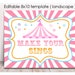 Editable Pink Carnival Party Sign, Printable, Landscape, Circus Canopy ...