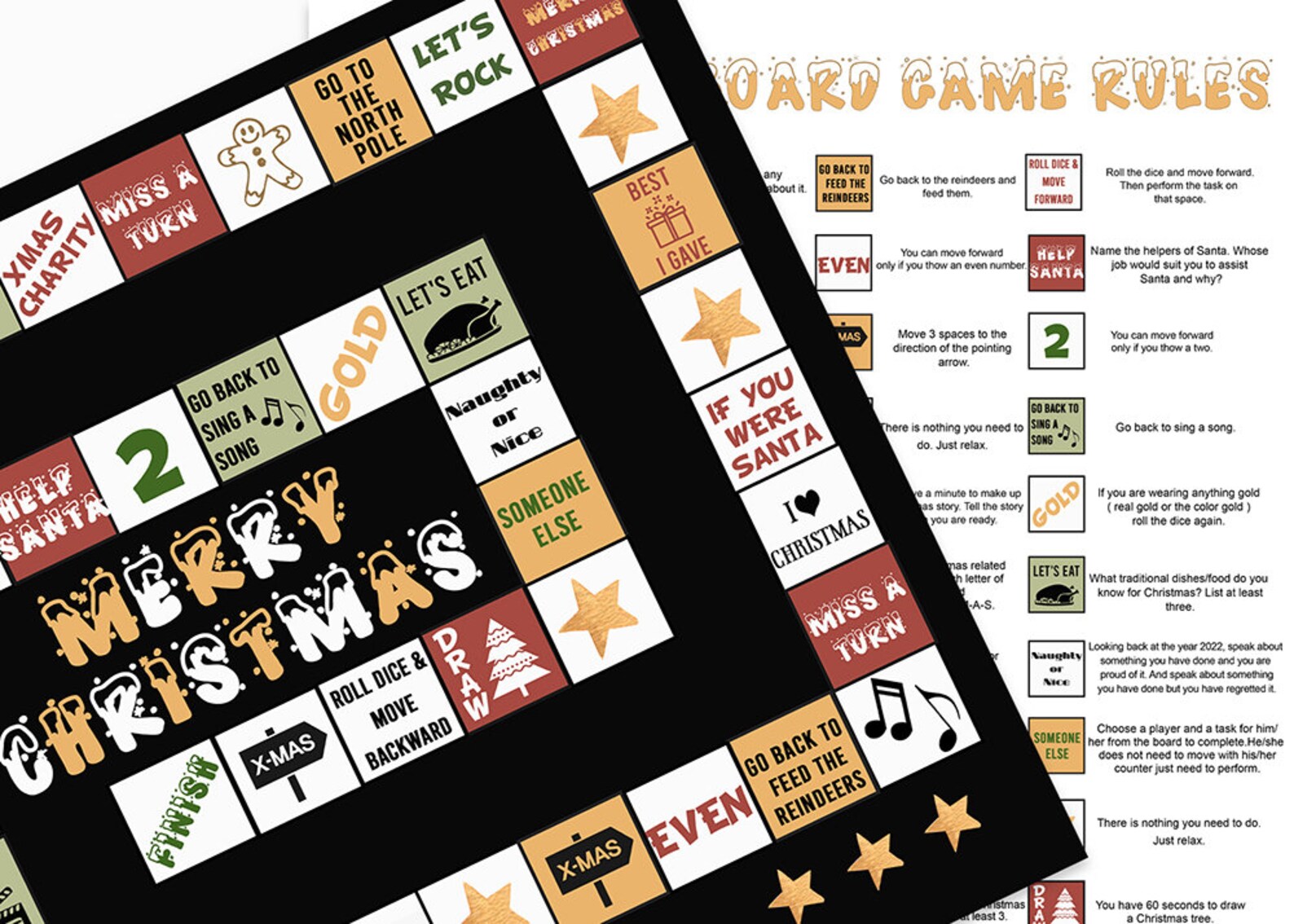 Christmas Board Game Printable Christmas Board Game Merry - Etsy