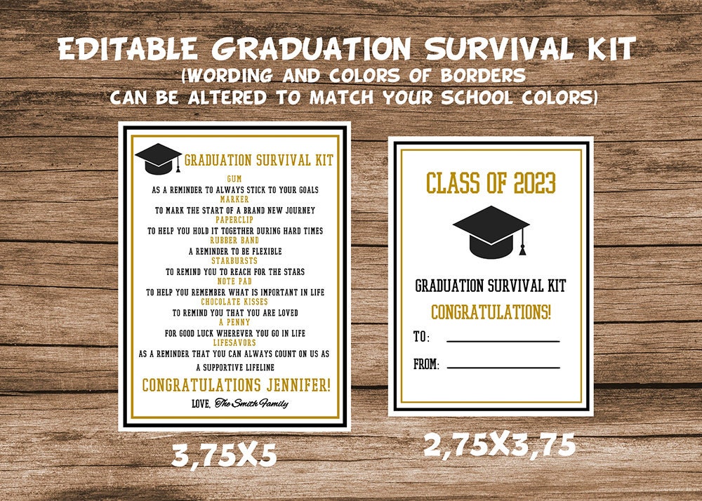Editable Graduation Survival Kit Gift Tags, Graduation Party Favors ...