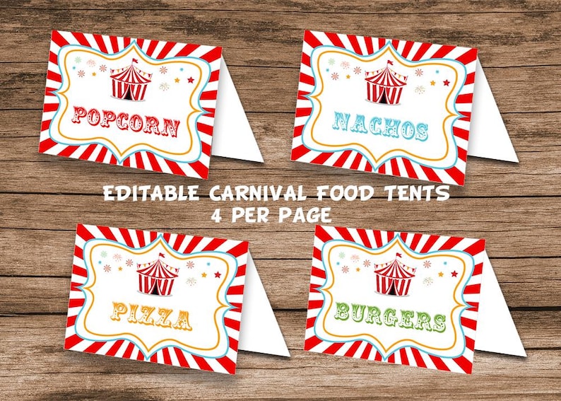 Editable Carnival Food Tent, Printable, Circus Tent Template, Circus ...