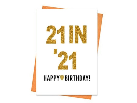 Gold 21st Birthday Card Printable Birthday Card 21 in 21 | Etsy