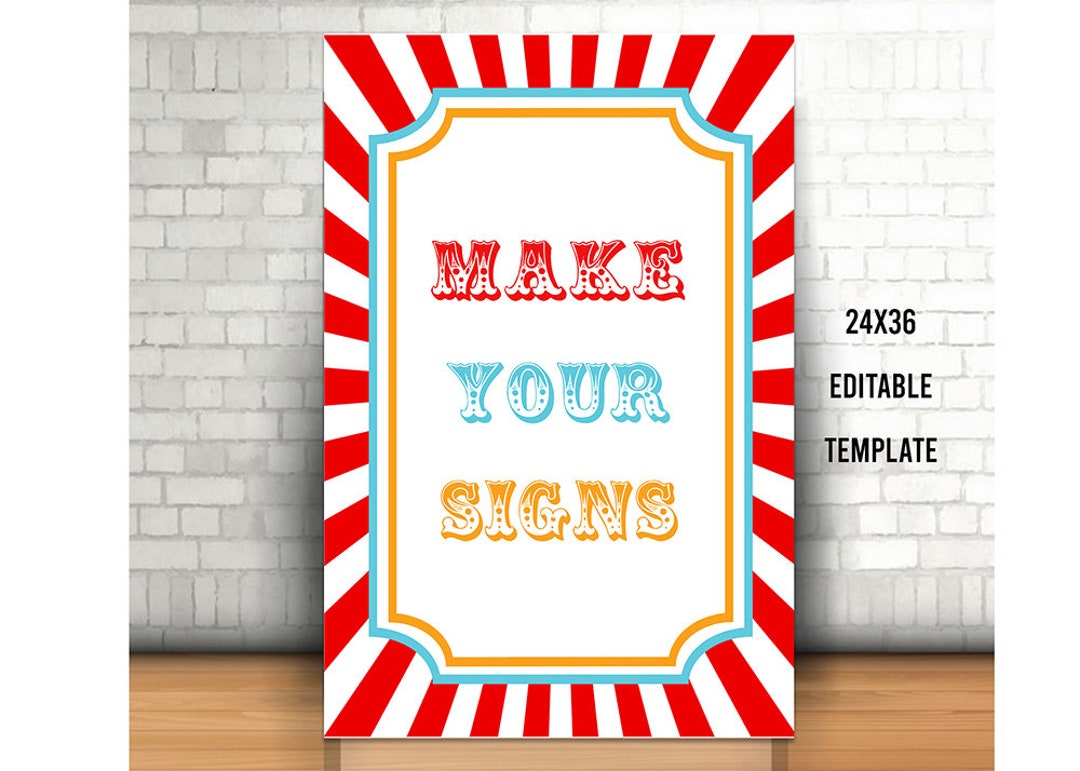 Editable Carnival Party Sign, Printable Circus Welcome Sign, Carnival ...