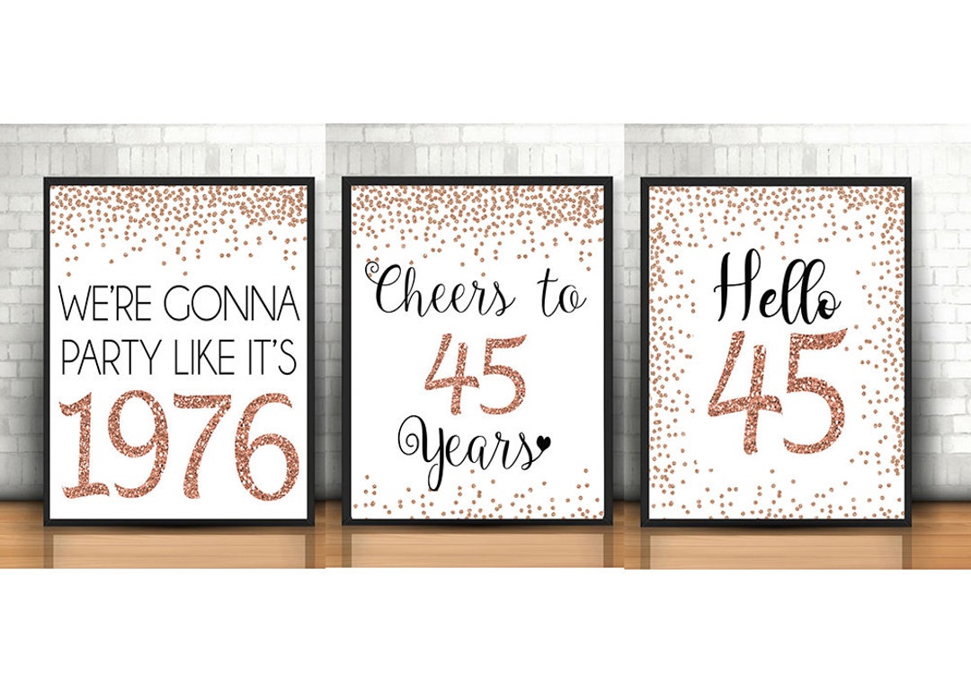 45th Birthday Decoration, 45th Birthday Signs Bundle, Cheers to 45 ...