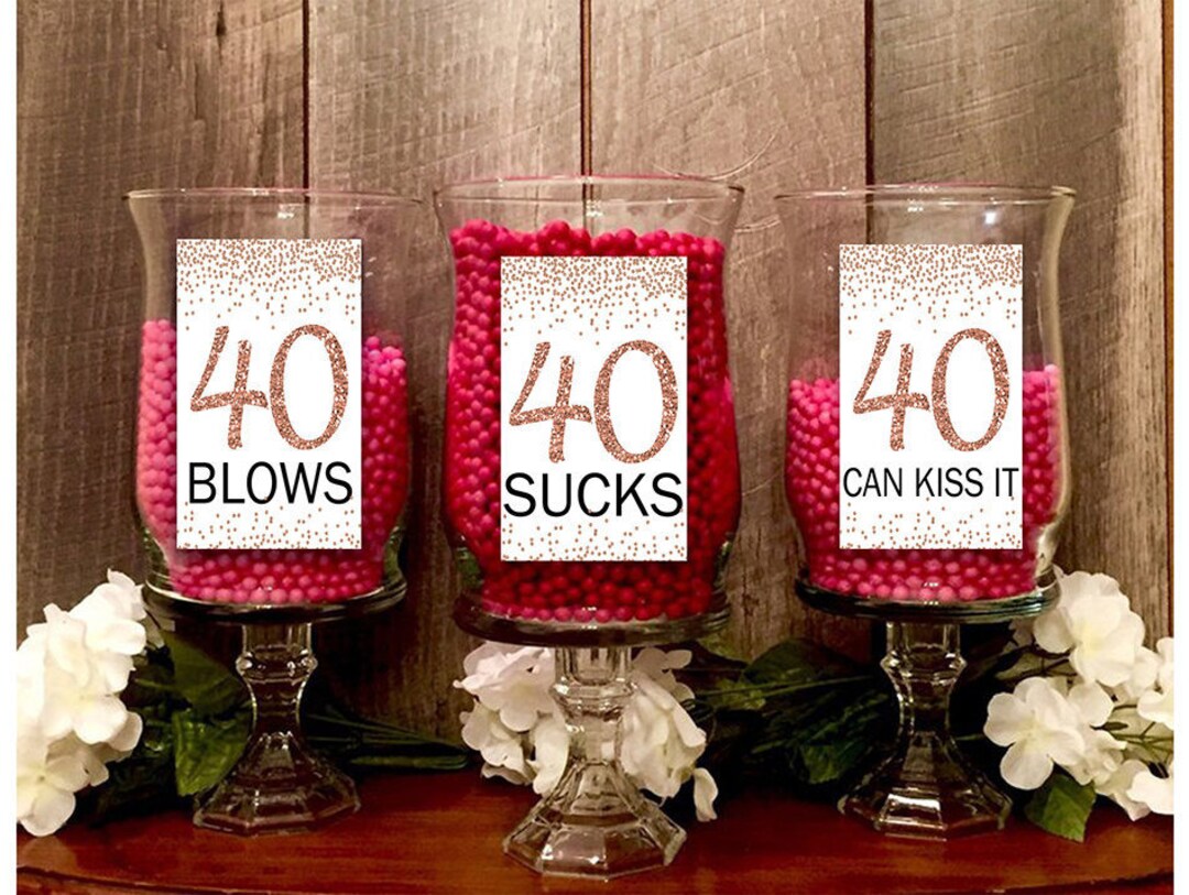 Rose Gold 40th Birthday PRINTABLE Table Decoration, 40 Sucks, 40 Blows ...