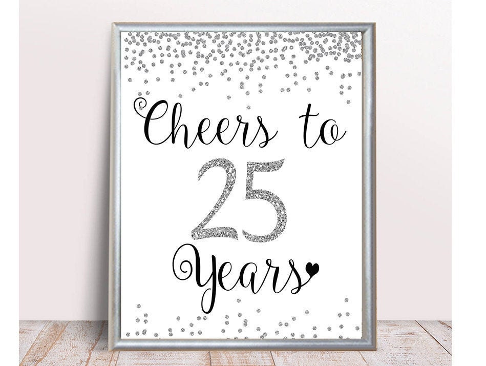 Silver 25th Birthday, Cheers to 25 Years, Happy 25th Birthday, 25th ...