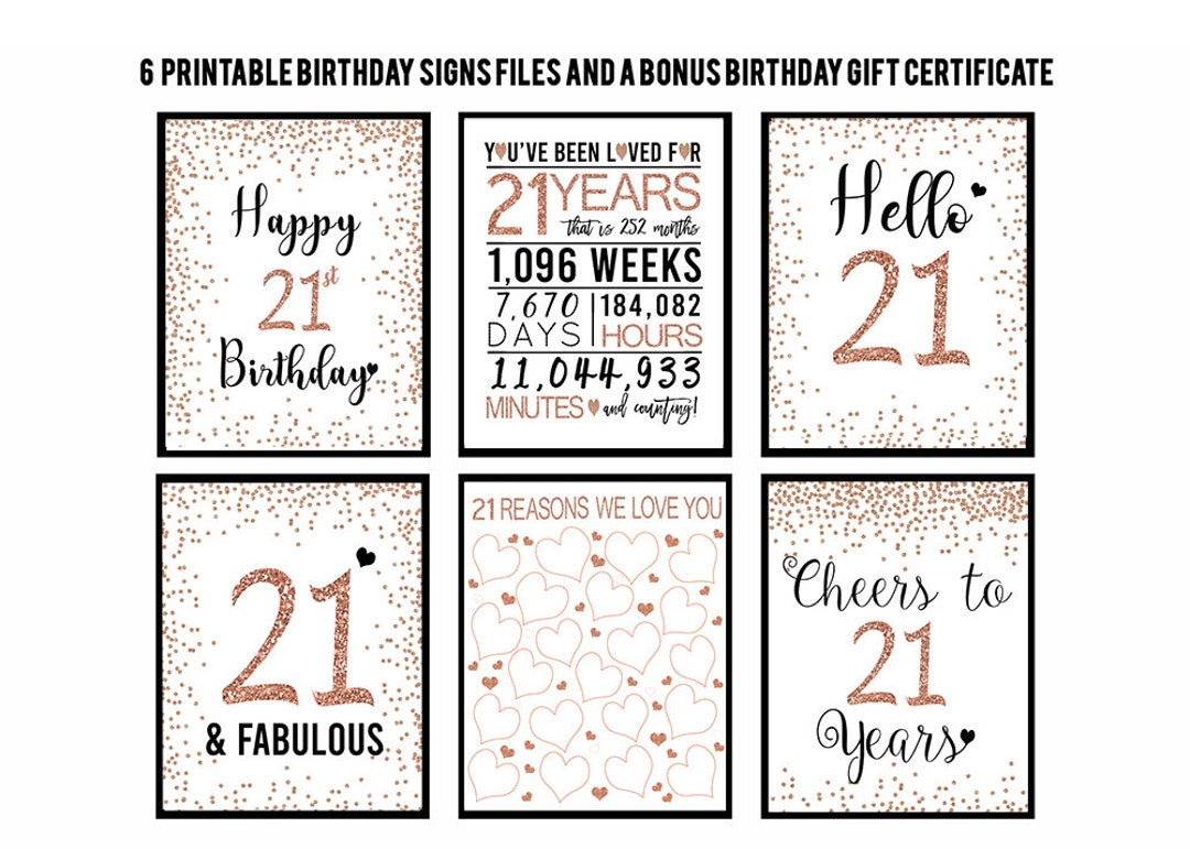 21st Birthday Signs Bundle, 8x10, Cheers to 21 Years, Hello 21, Happy ...