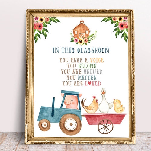 Farm in This Classroom Sign You Matter Sign All Are Welcome - Etsy