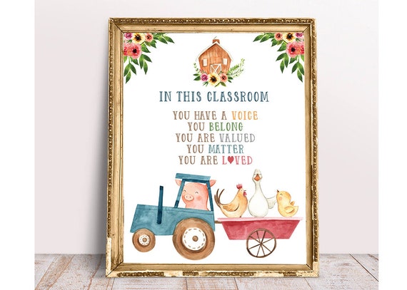 Farm in This Classroom Sign You Matter Sign All Are Welcome - Etsy
