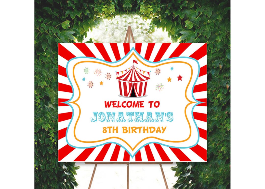 Editable Carnival Party Welcome Sign, Printable Circus Welcome Sign, Carnival Birthday Template ...