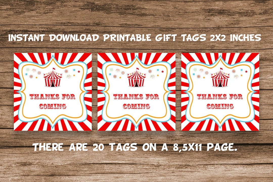 Carnival Birthday Favor Tags, 2x2, Printable Carnival Theme Labels ...