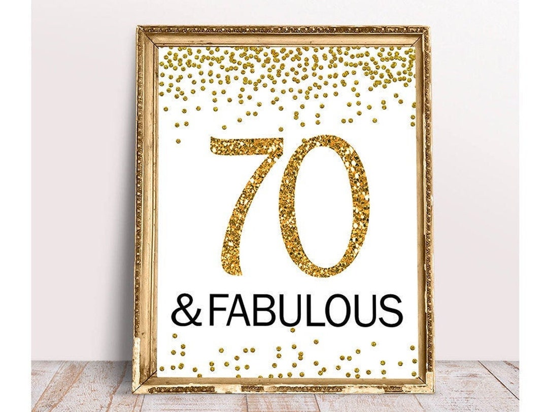Rose Gold 70 and Fabulous Sign, Cheers to 70 Years, 70th Birthday Sign ...
