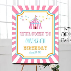 Pink Carnival Theme Party Bundle, Invitation & Decoration, Printable ...