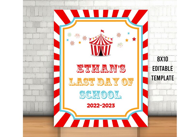 Editable Carnival Last Day of School Sign Printable - Etsy