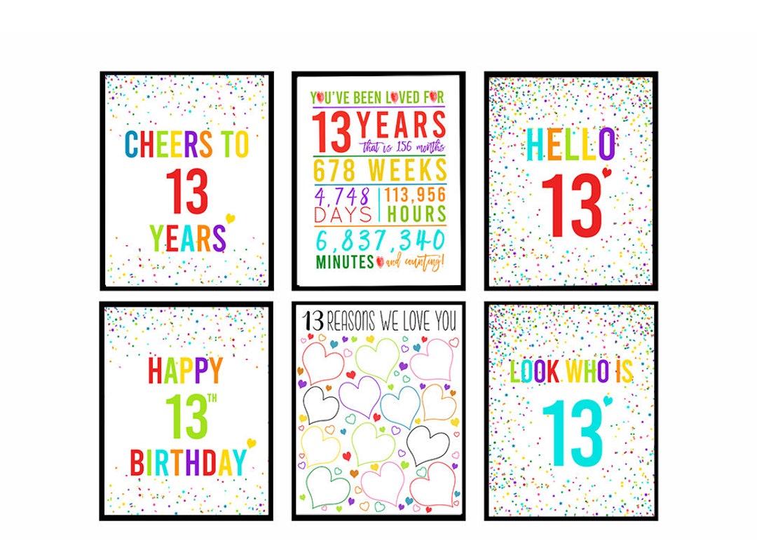 13th Birthday Signs Bundle, Cheers to 13 Years, Hello 13, Happy 13th ...