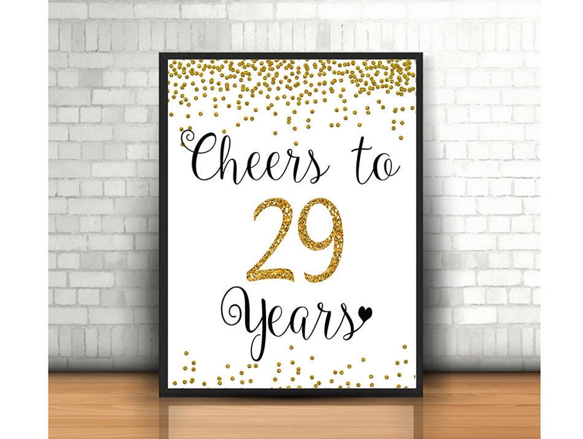 Gold 29th Birthday Sign 29th Birthday Party Decoration - Etsy