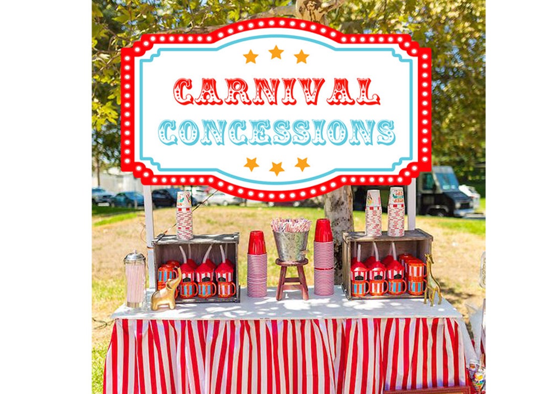 Carnival Concessions Sign, Printable, Circus Birthday Concession Stand ...