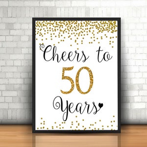 50th Birthday Decoration, 50th Birthday Signs Bundle, Cheers to 50 ...