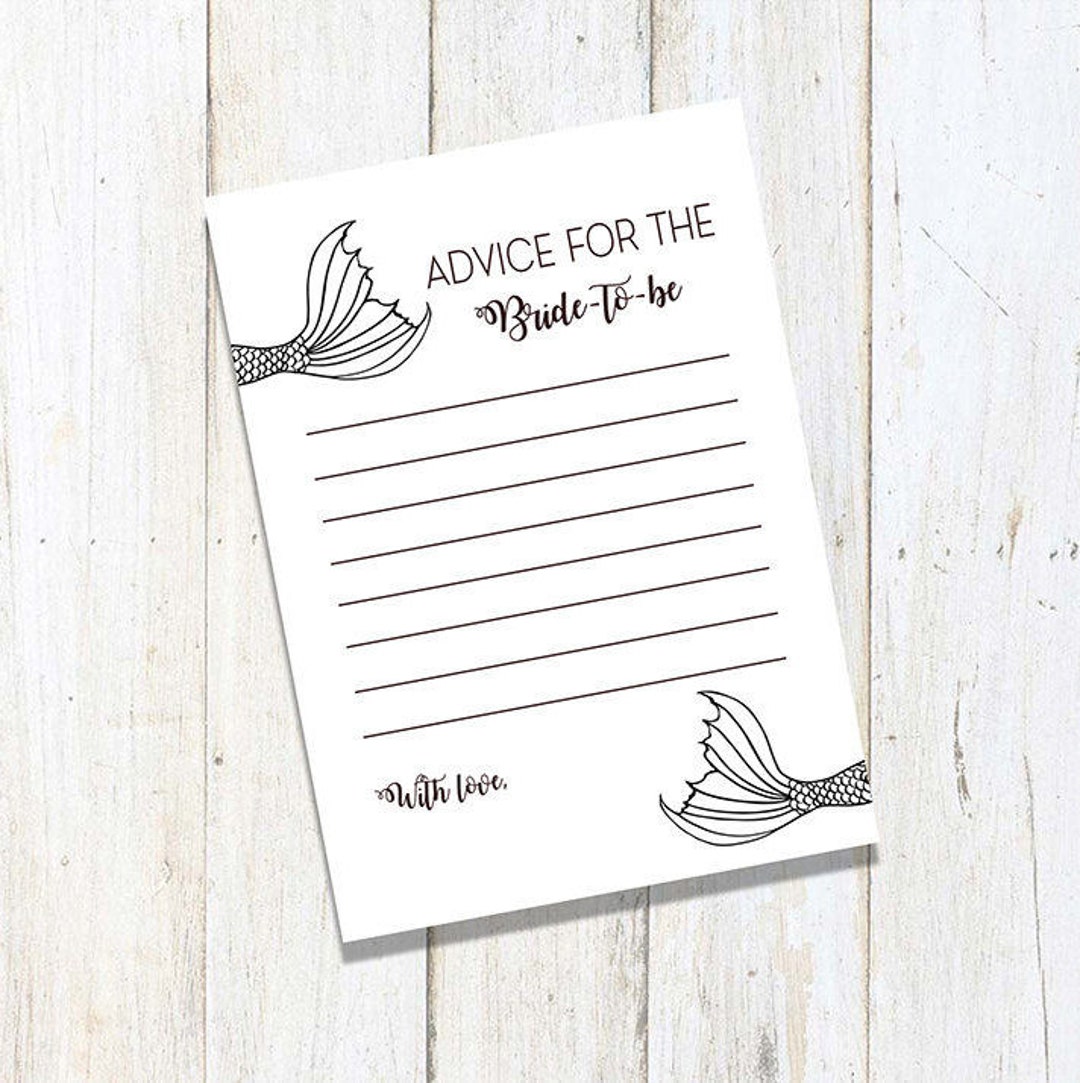 Printable Advice for the Bride to Be, Mermaid Advice for the Bride to ...