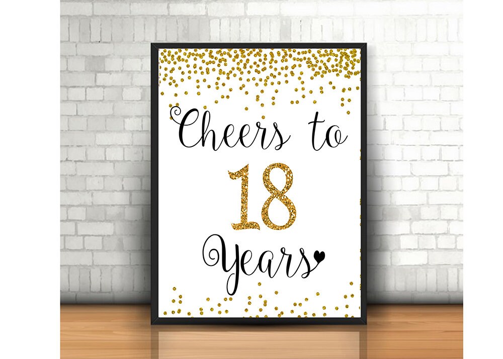 18th Birthday Signs Bundle, Cheers to 18 Years, Hello 18, Happy 18th ...