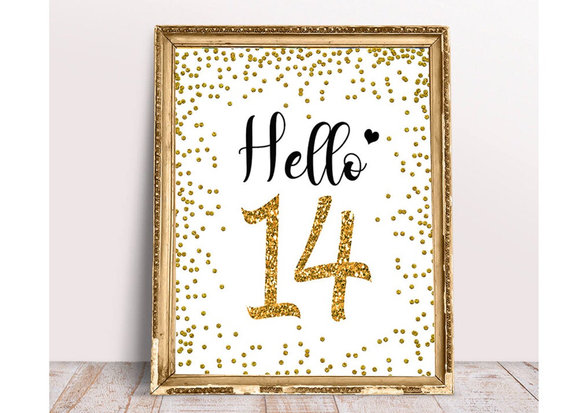 Gold 14th Birthday Decoration 14th Birthday Signs Bundle - Etsy