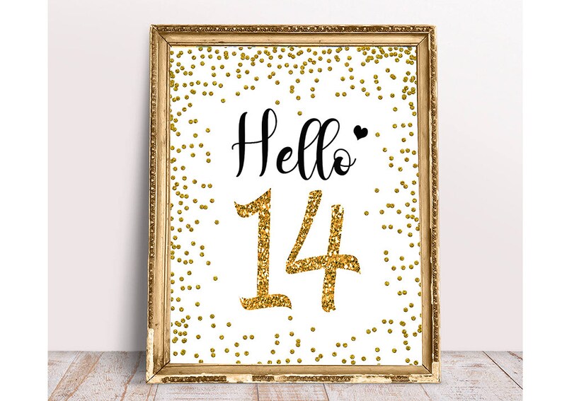 Gold 14th Birthday Decoration, 14th Birthday Signs Bundle, Cheers to 14 ...