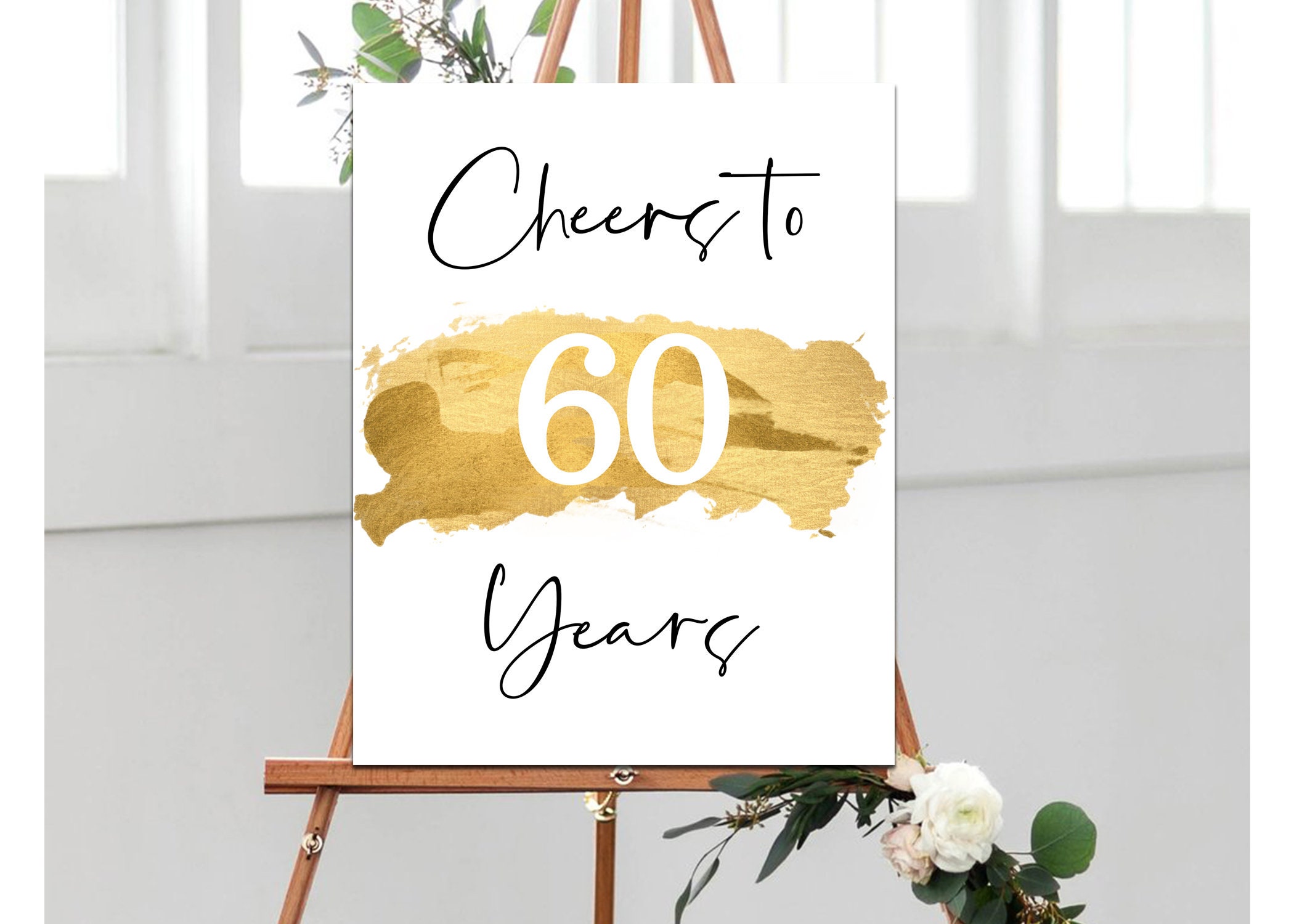 Cheers to 60 Years 8x10 16x20 60th Birthday Sign 60th | Etsy