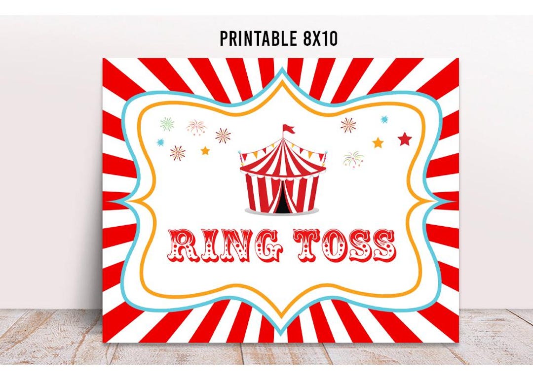 Carnival Party Ring Toss Sign, Printable, Circus Birthday Ring Toss ...