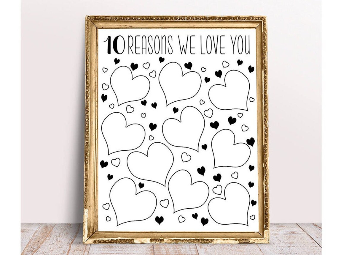 10 Reasons We Love You, 8x10, 11x14, 16x20, Birthday Gift for Him Her ...