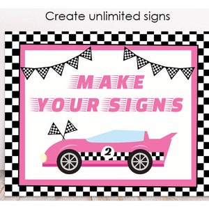 Race Car Custom Sign Template, Race Car Birthday Party Sign, Editable ...