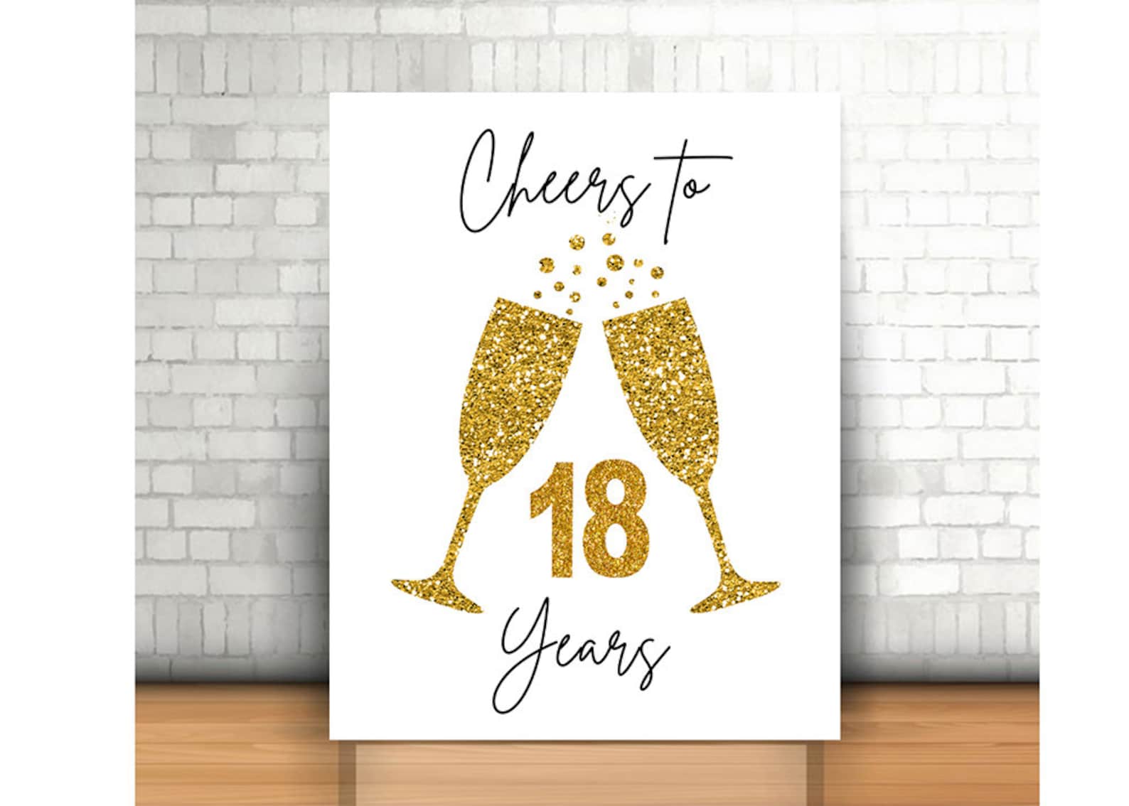 Gold 18th Birthday Signs Bundle, Cheers to 18 Years, Hello 18, Happy ...