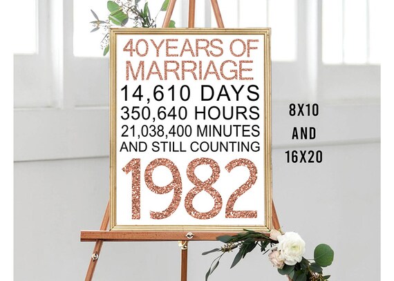 Rose 40th Anniversary Sign 1982 Anniversary Sign 40th - Etsy