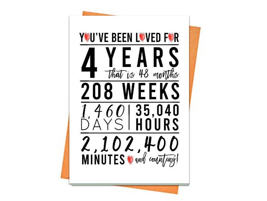 4th Birthday Card, Printable Birthday Card, 4th Birthday Printables ...