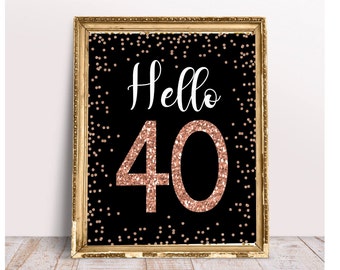 Hello Forty Sign - Etsy