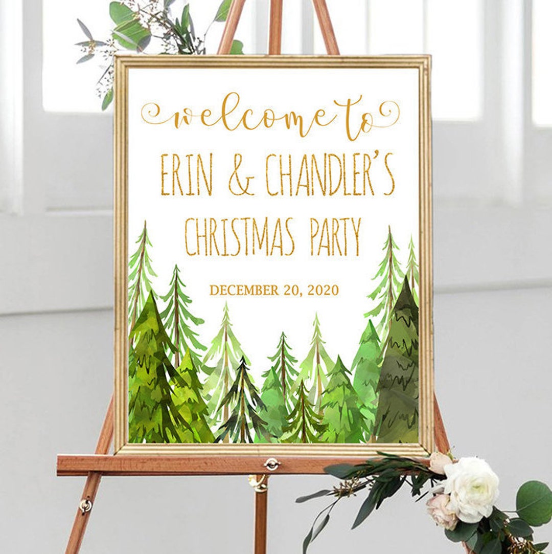 Christmas Party Welcome Sign Gold Welcome Sign Holiday - Etsy