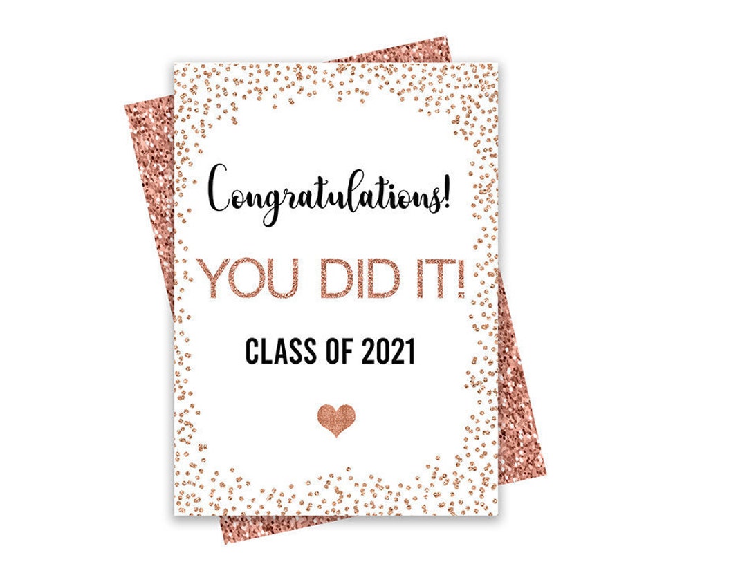 Rose Gold Graduation Card, Printable Gdaduation Card, Graduation ...