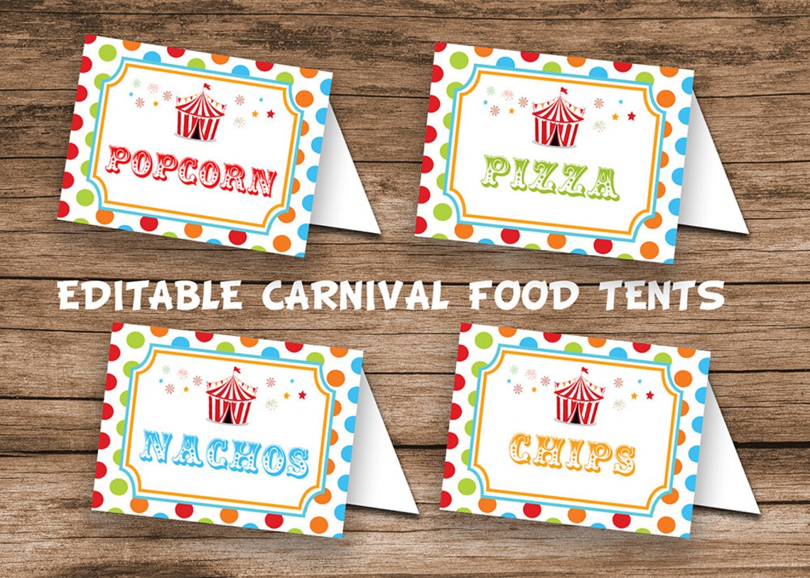 Editable Circus Food Tent Printable Carnival Tent Template - Etsy