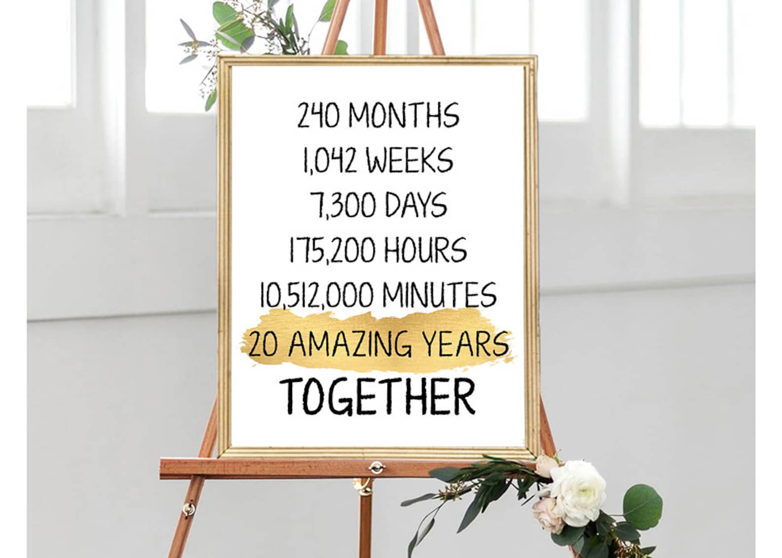 20th Anniversary Sign Cheers to 20 Years Printable 20th | Etsy